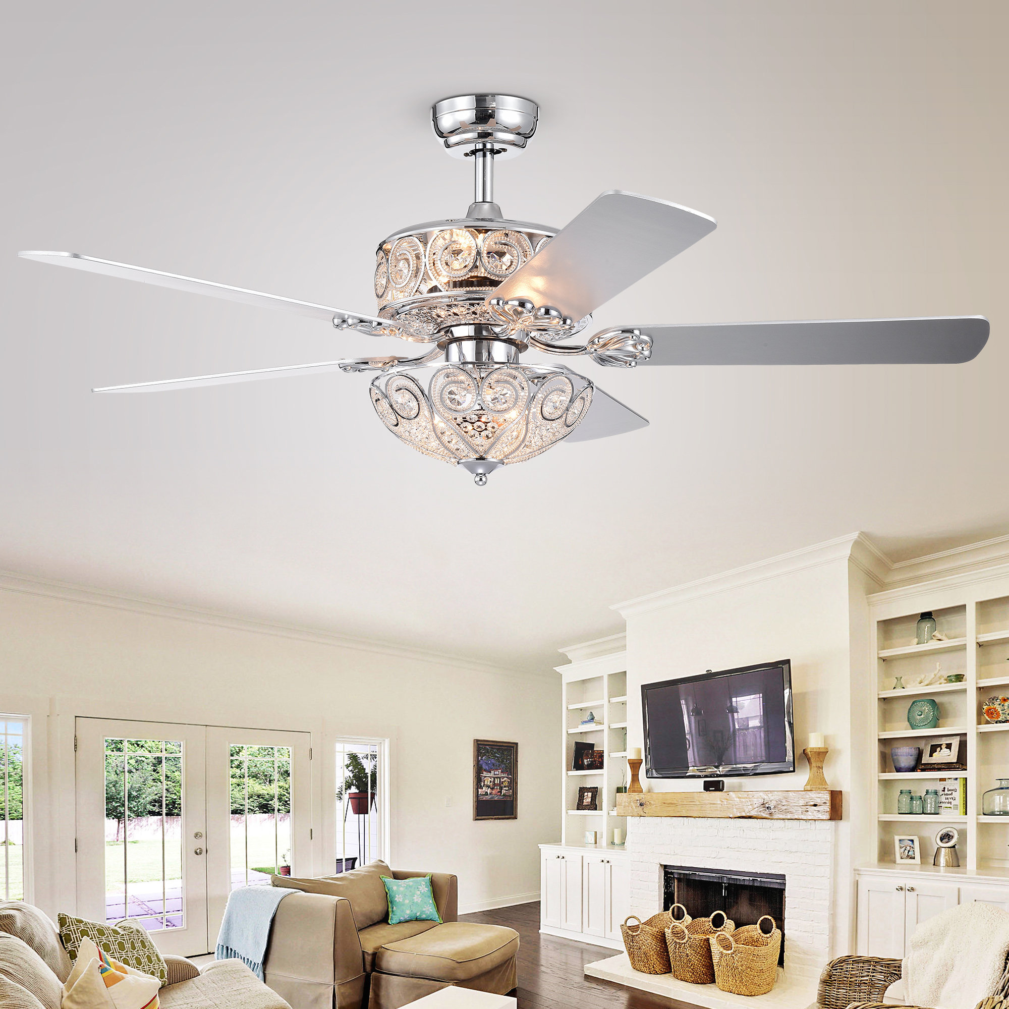 House of Hampton® Meissner 5 - Blade Crystal Ceiling Fan with Remote ...