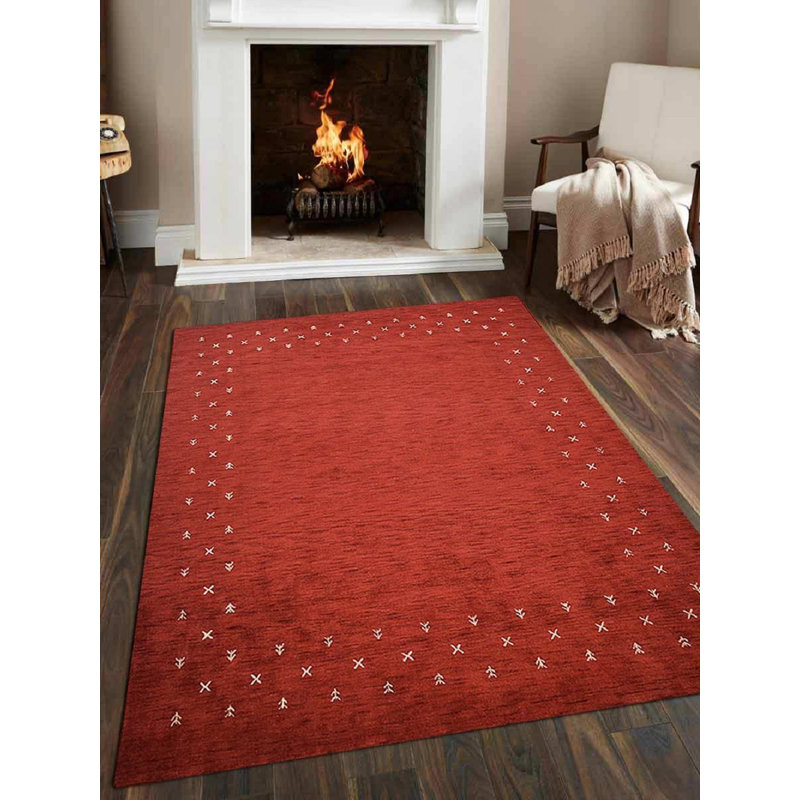 Union Rustic Paisleigh Southwestern Hand-Knotted Wool Red Area Rug ...