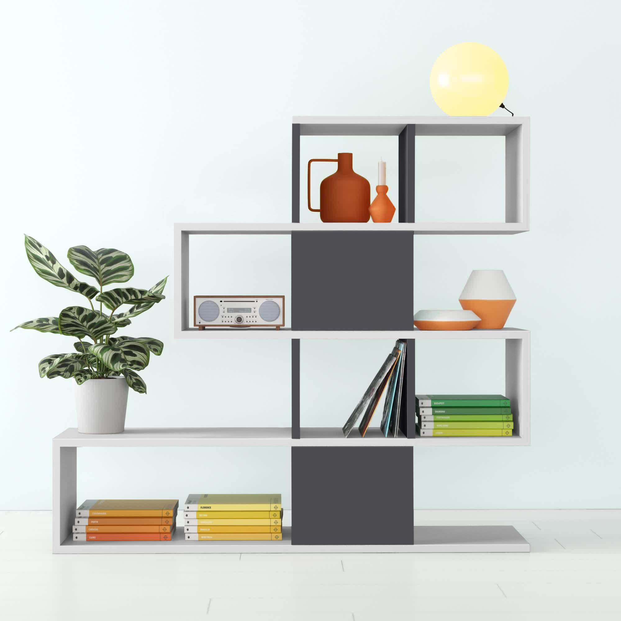George Oliver Deddo 43'' H x 47'' W Geometric Bookcase & Reviews | Wayfair