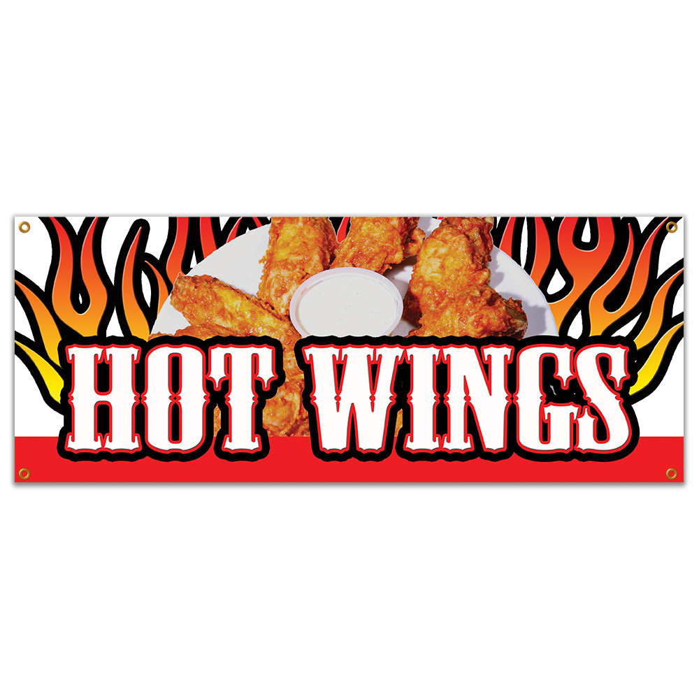 SignMission Hot Wings Banner Sign | Wayfair