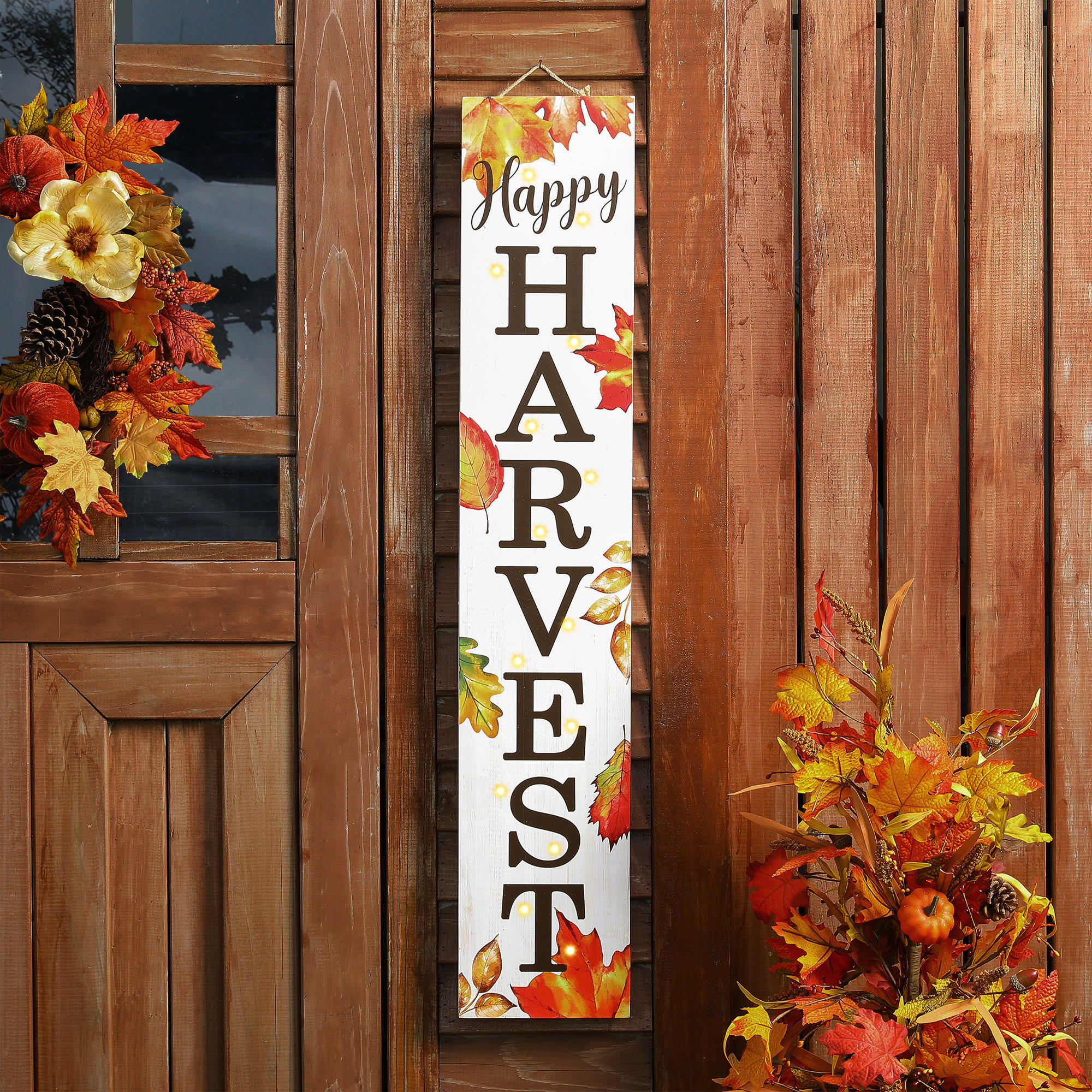 Jetlink Crafts 42”H Fall Harvest Thanksgiving LED Lighted Porch Sign ...