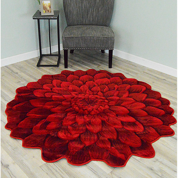 Winston Porter Andreoni Floral Area Rug in Red & Reviews | Wayfair