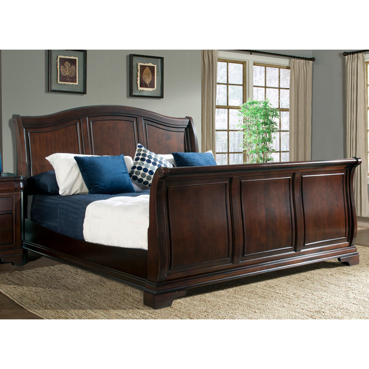 Lark Manor Altigarron Solid Wood Low Profile Sleigh Bed & Reviews | Wayfair