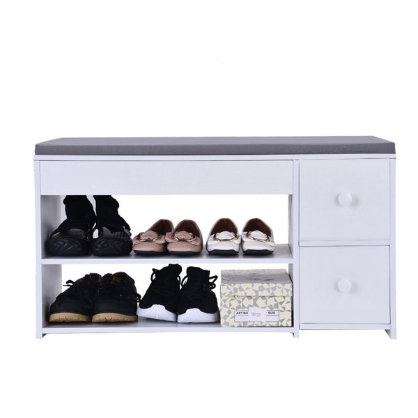 Latitude Run® 2-Tier Shoes Bench Entryway Storage Shoe Rack Storage ...