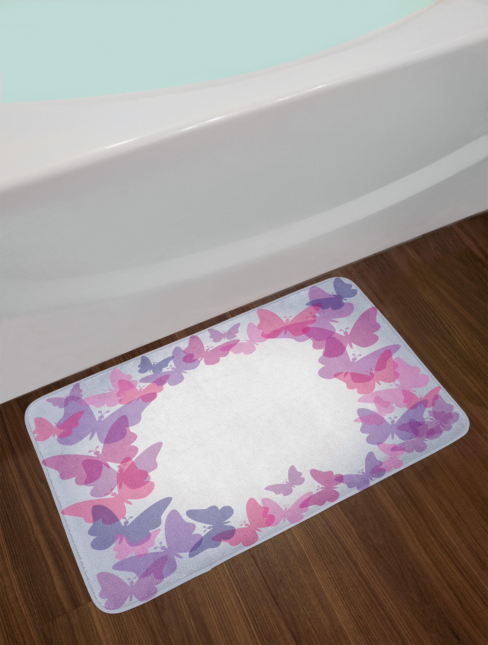 East Urban Home Silhouettes Butterfly Bath Rug | Wayfair