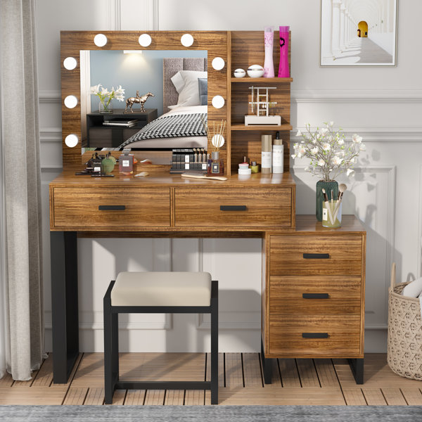 17 Stories Vanity Set with Lighted Mirror & Reviews | Wayfair