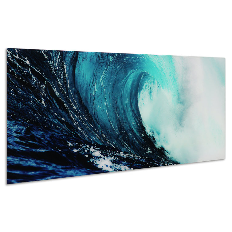 Rosecliff Heights Blue Wave 2 - Graphic Art on Glass & Reviews | Wayfair
