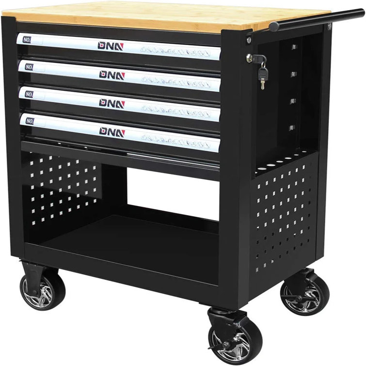 DNA Motoring 30" W X 39" H X 18" D 4-Drawer Tool Cart Cabinet W/ Thick ...