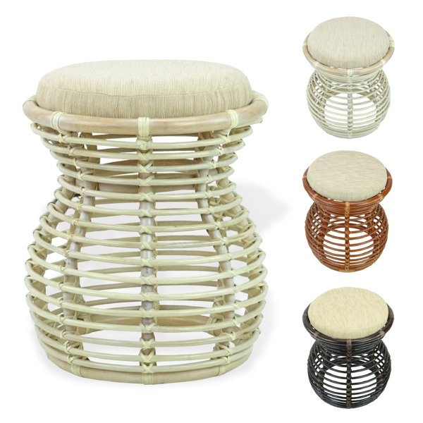 Bayou Breeze Adero Rattan Vanity Stool | Wayfair
