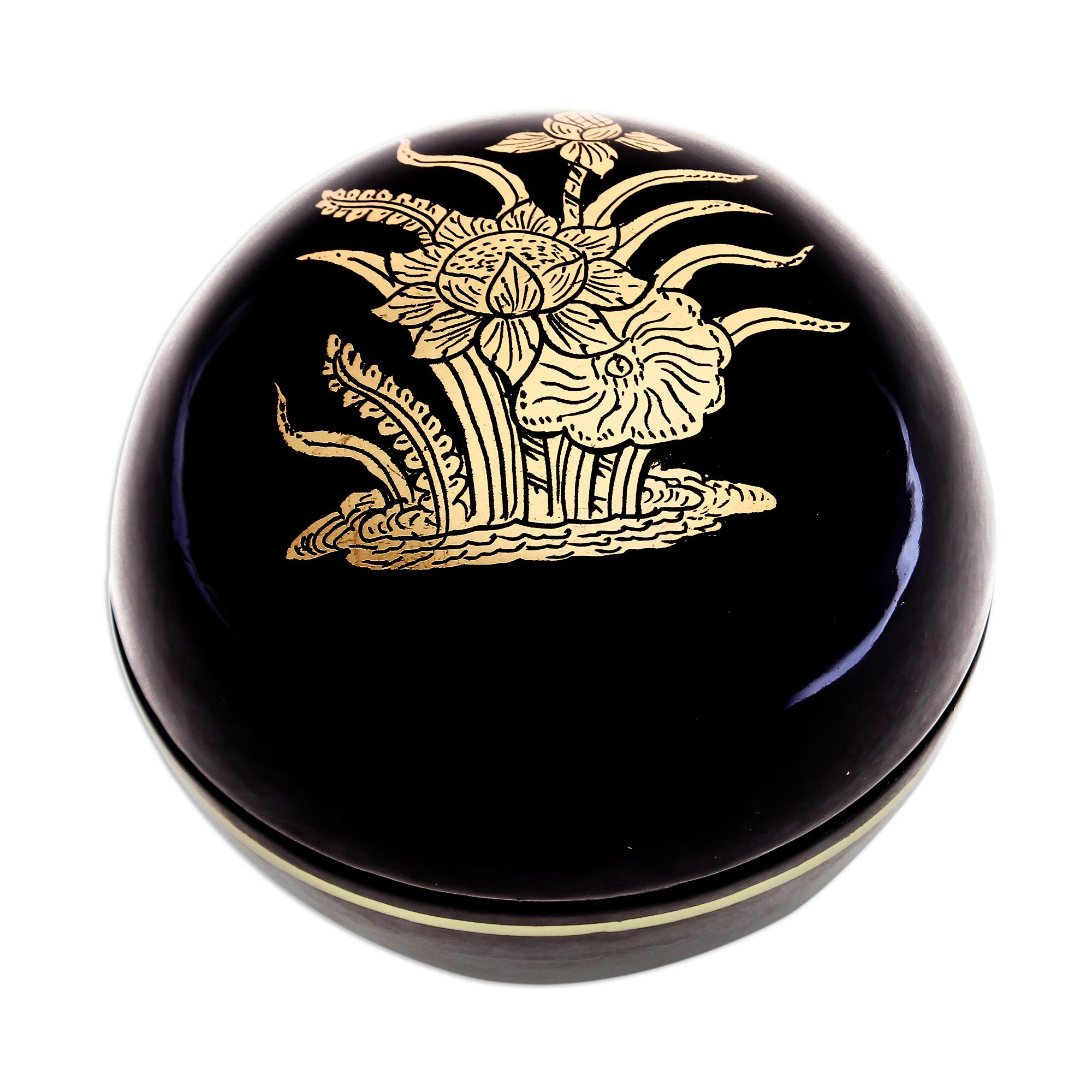 Mercer41 Handmade Lotus Grove Gold-Accented Lacquerware Jewelry Box ...