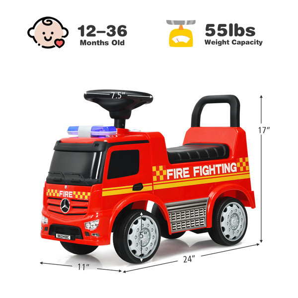 Costway Kids Ride on Fire Engine Mercedes Push and Ride Racer | Wayfair
