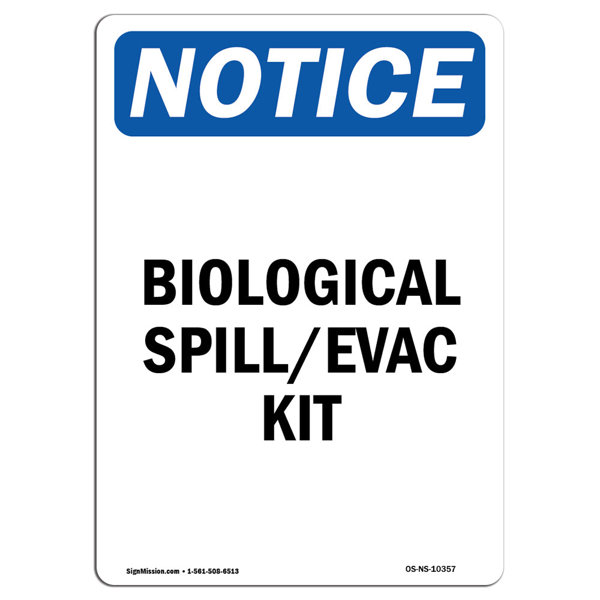 SignMission Biological Spill Evac Kit Sign | Wayfair