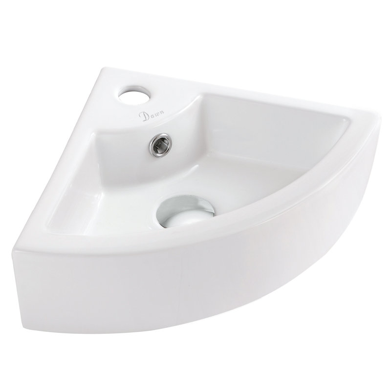 Dawn USA White Ceramic Corner Bathroom Sink with Overflow & Reviews ...