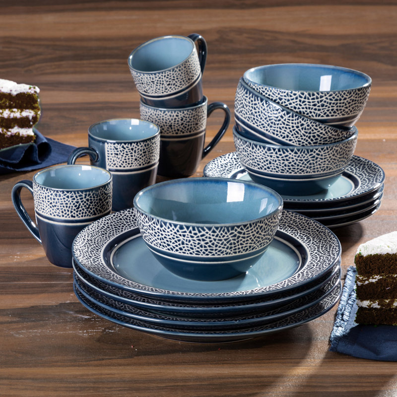 Winston Porter Restormel Mosaic 16 Piece Stoneware Dinnerware Set ...