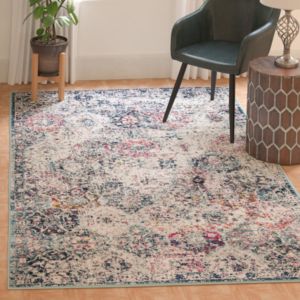 Langley Street Cronin Power Loom Performance Navy/Teal Rug & Reviews ...