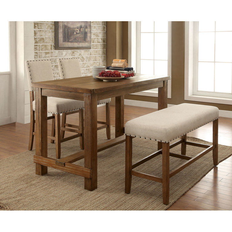 Three Posts Gosford Counter Height 60'' Solid Wood Trestle Dining Table ...