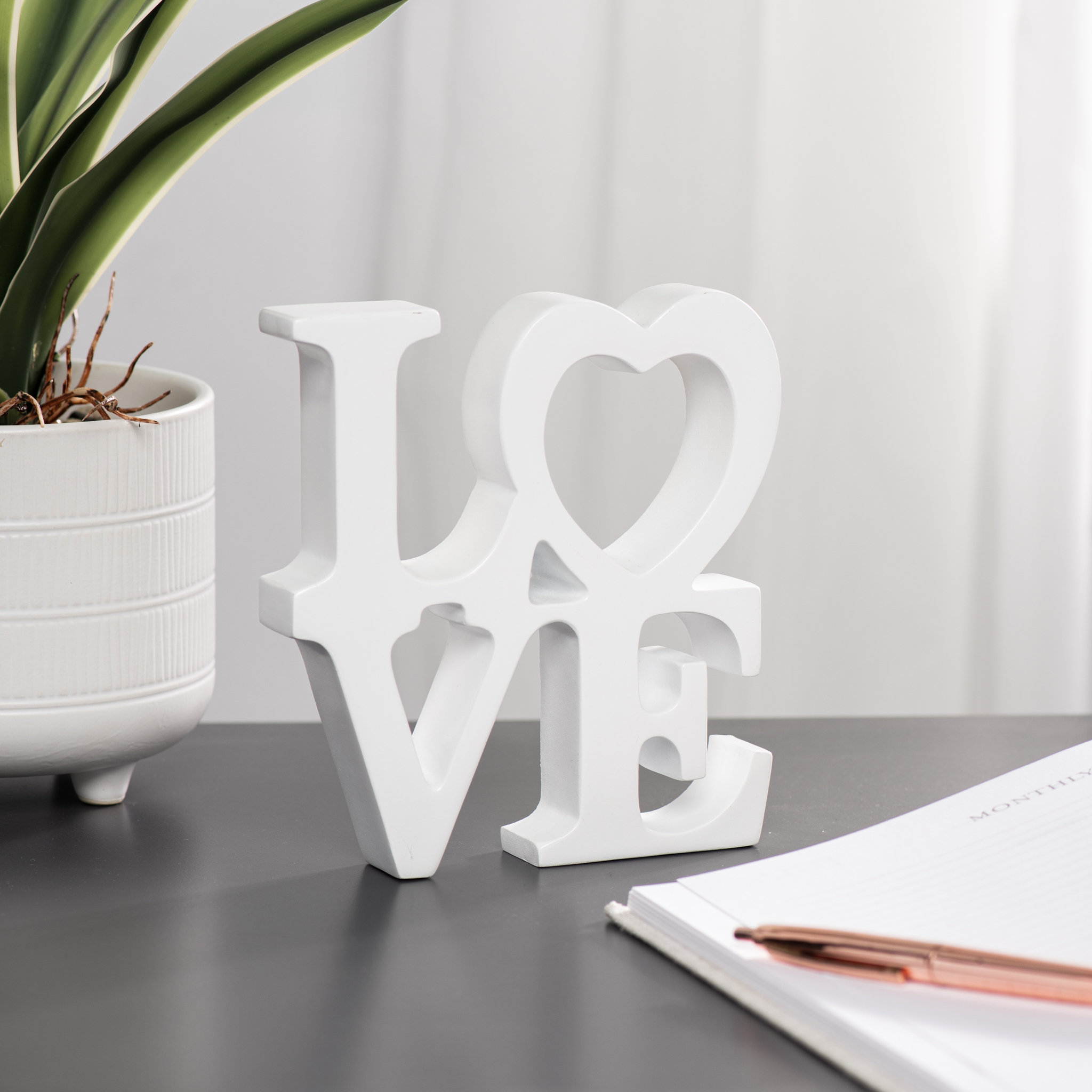 Ebern Designs Laba Heart Love Word Art Resin Modern Decor Letter Block ...