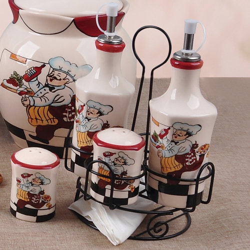 Lorren Home Trends 5 Piece Chef Ceramic Condiment Set & Reviews | Wayfair