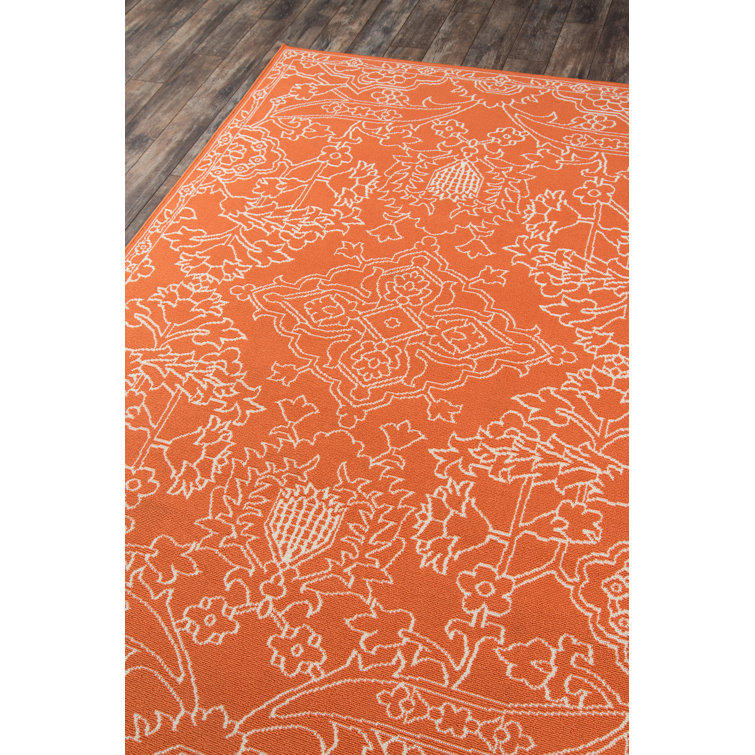Charlton Home® Craine Floral Orange Indoor / Outdoor Area Rug & Reviews ...