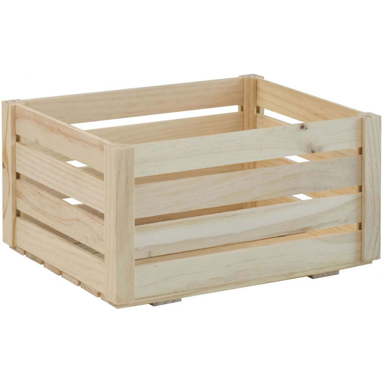 Dakota Fields Home Box Medium Solid Pine Storage Crate | Wayfair.co.uk