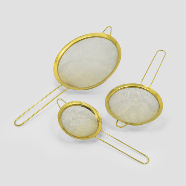 Cook Pro 3 Pc Stainless Steel Gold Mesh Strainer Set | Wayfair