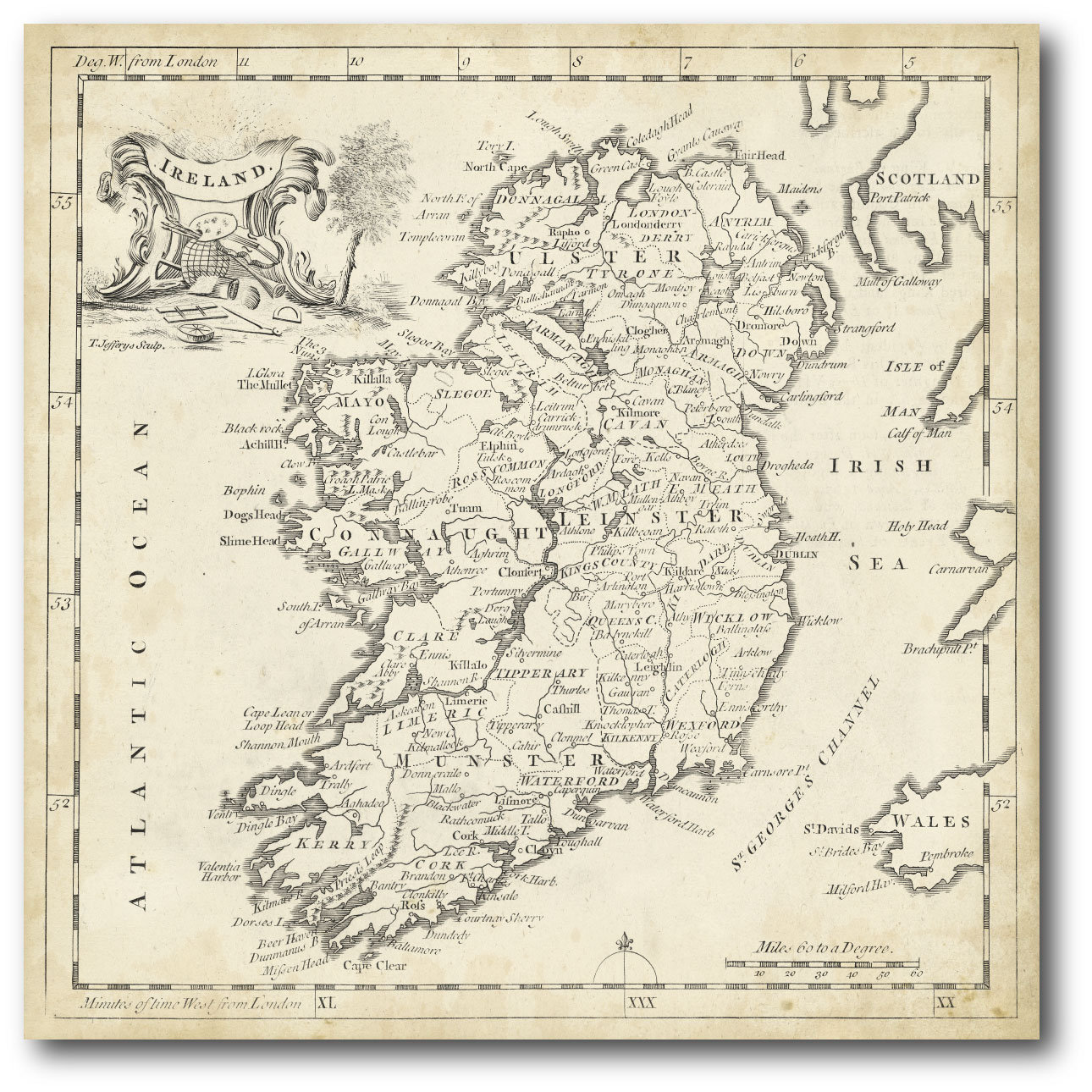 Canora Grey Map of Ireland Gallery Wrapped Canvas | Wayfair
