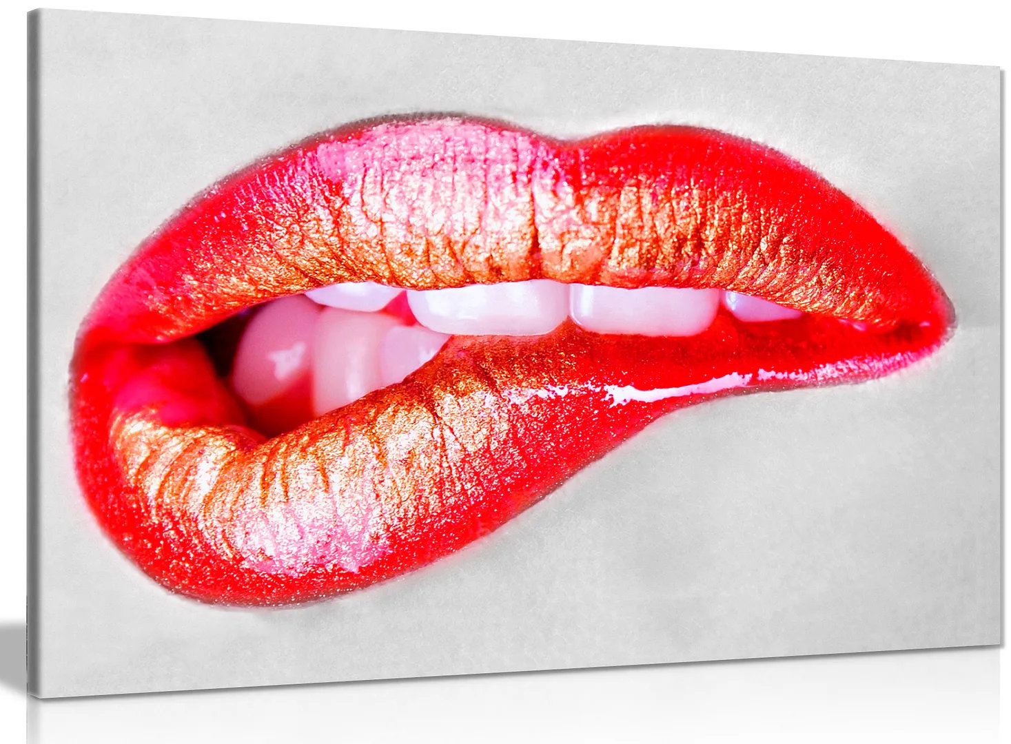 Panther Print Sexing Erotic Biting Red Lips - Wrapped Canvas Art Prints | Wayfair.co.uk