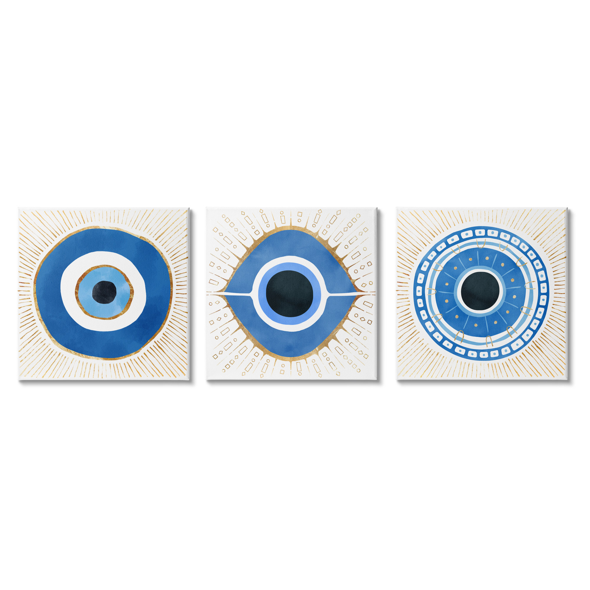 Stupell Industries Spiritual Evil Eye Mati Symbol by - 3 Piece Wrapped ...