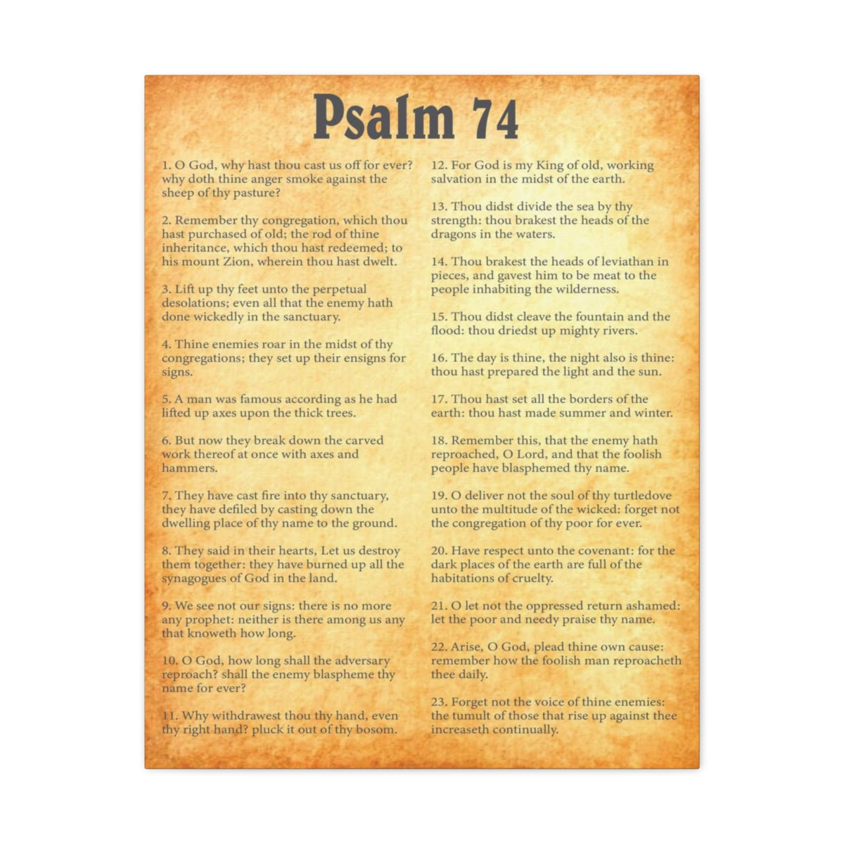 Trinx Psalm 74 Gold Bible Chapter Canvas Christian Wall Art - Wrapped ...