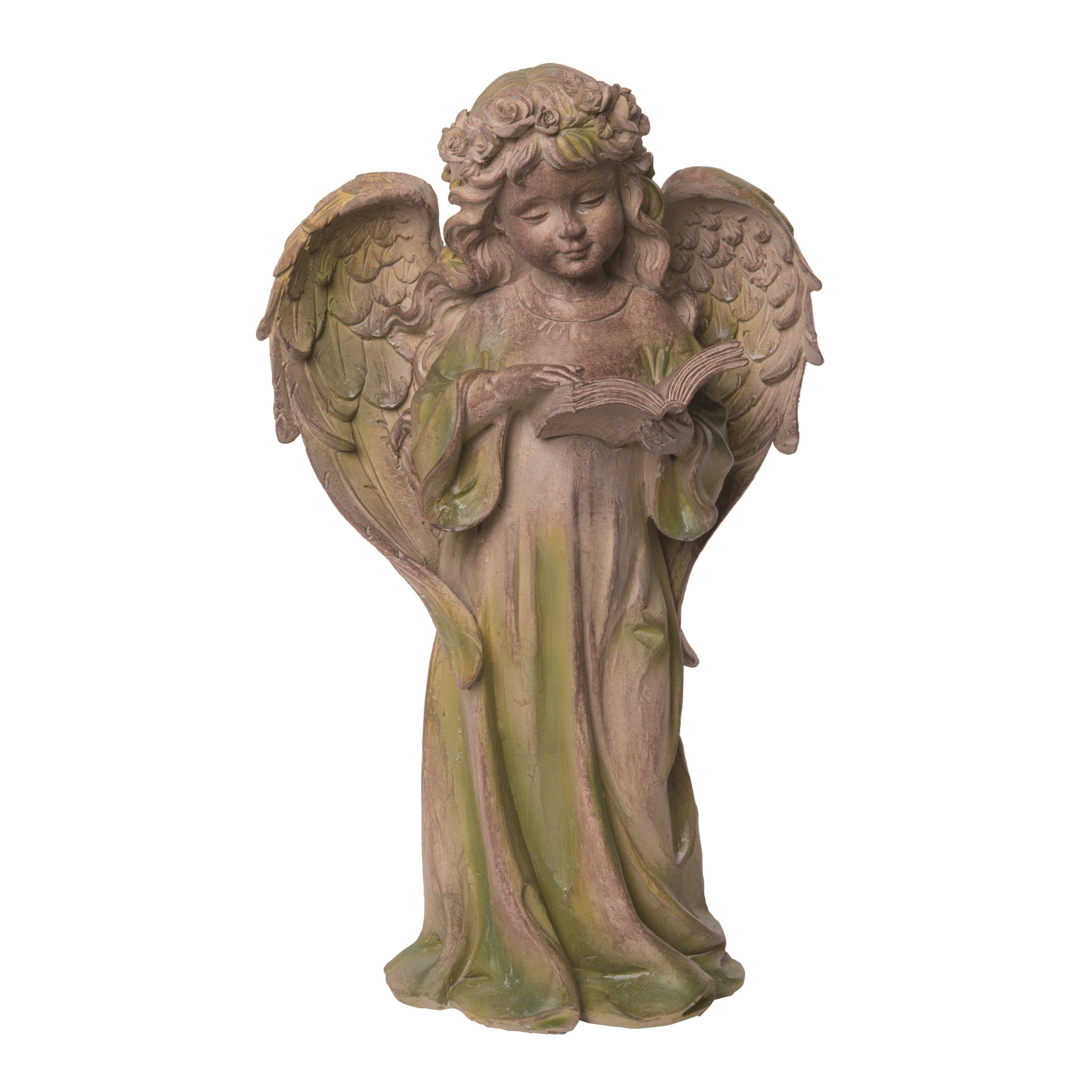 Trinx Aprilann Resin Faux Moss Praying Angel | Wayfair