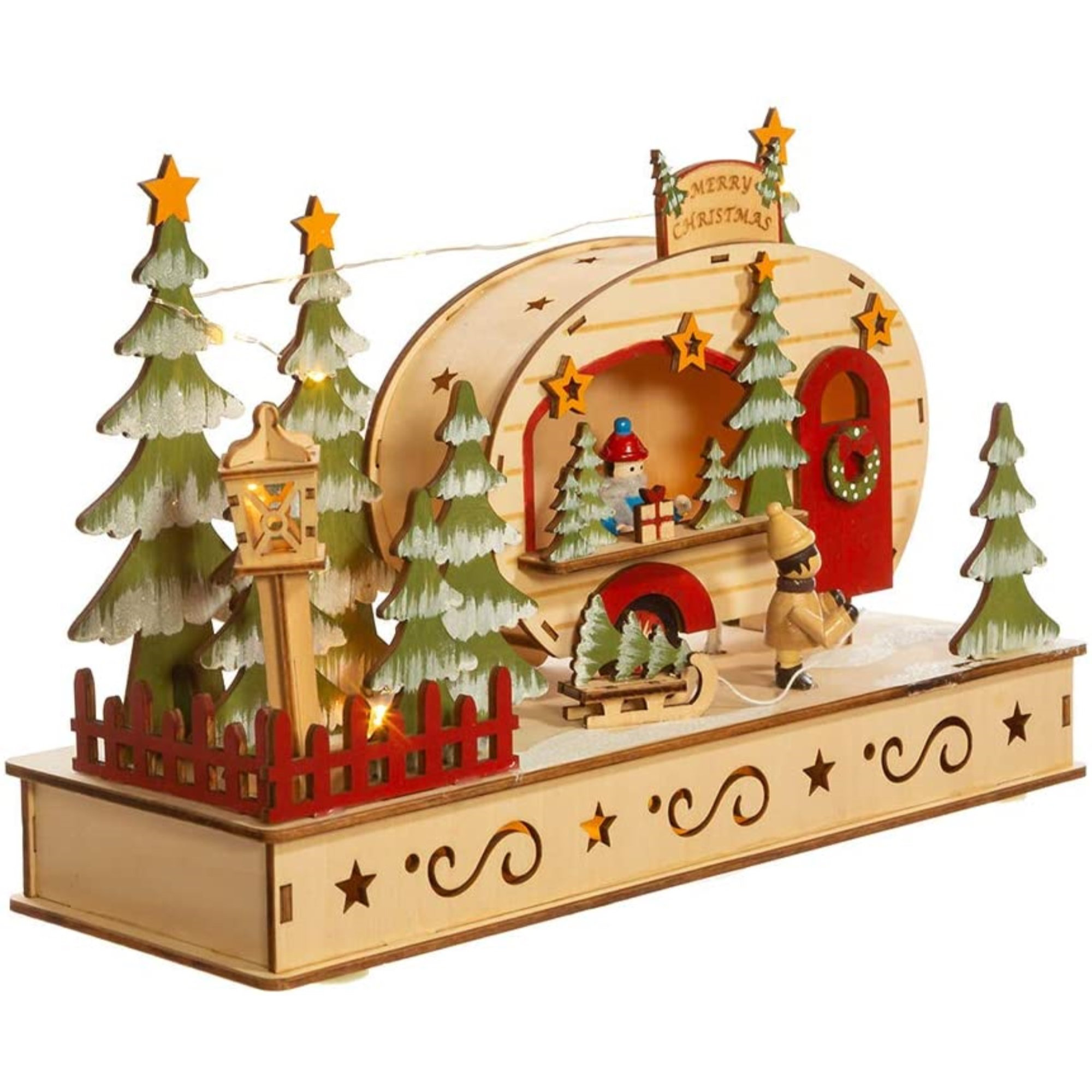 Kurt Adler Wooden Light up Camping Scene | Wayfair