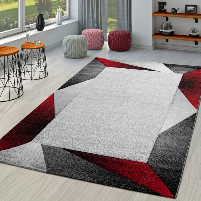Orren Ellis Dealba Performance Red/Gray Rug | Wayfair