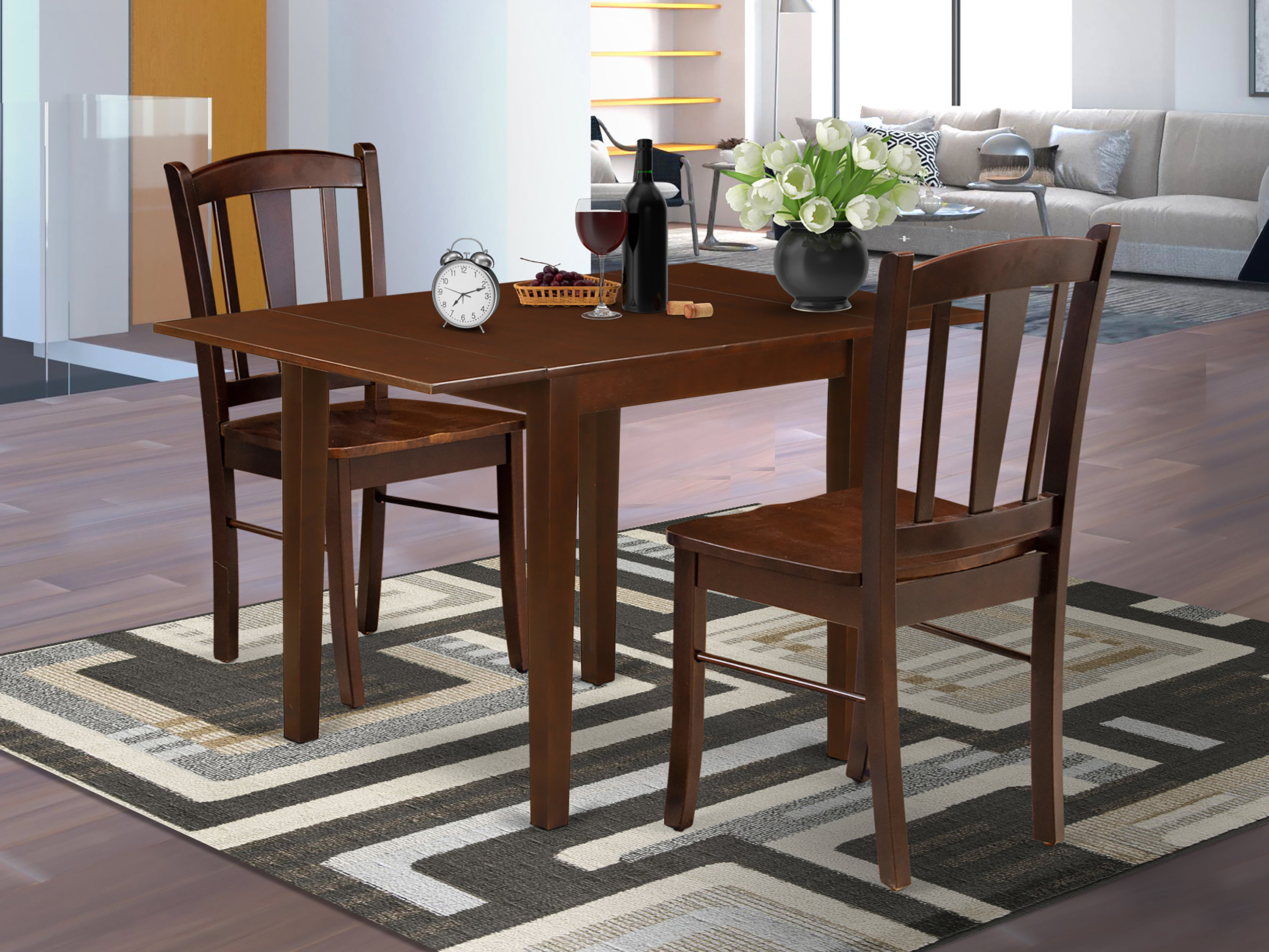 Three Posts™ Balfor Drop Leaf Mahogany Solid Wood Dining Set | Wayfair
