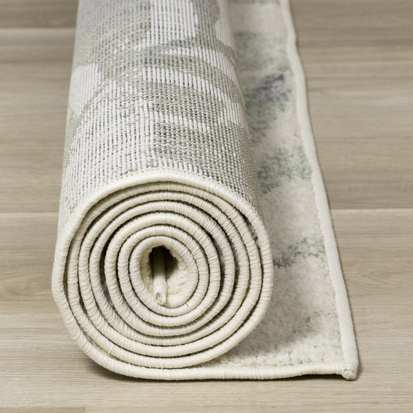 Bayou Breeze Oestreich Performance Cream/Green Rug & Reviews | Wayfair