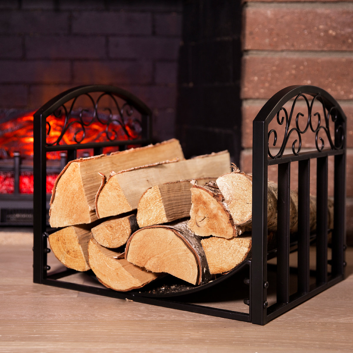 Red Barrel Studio® Herna 18'' W Metal Log Rack & Reviews | Wayfair