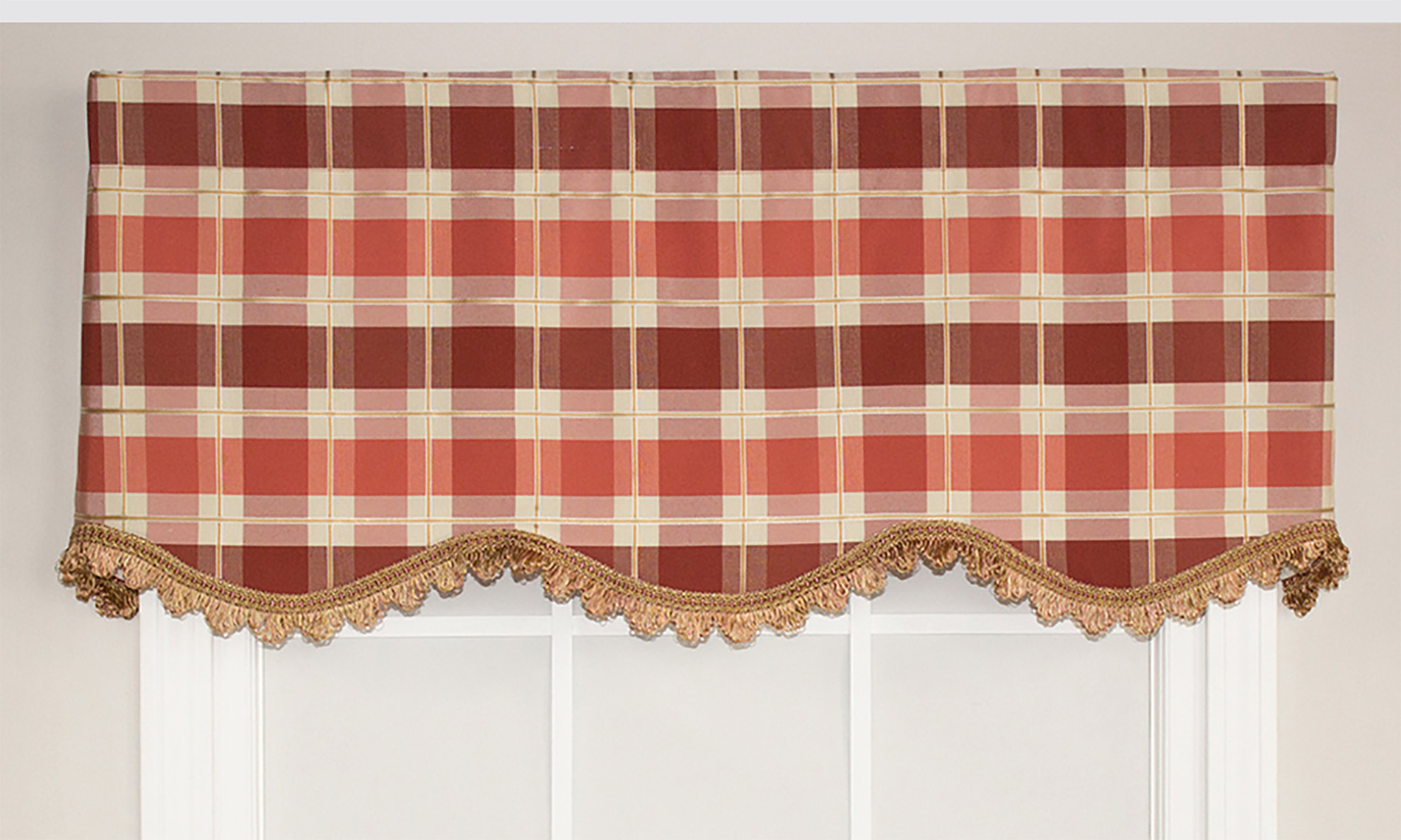 RLF Home Plaid Tailored 50'' Window Valance | Wayfair