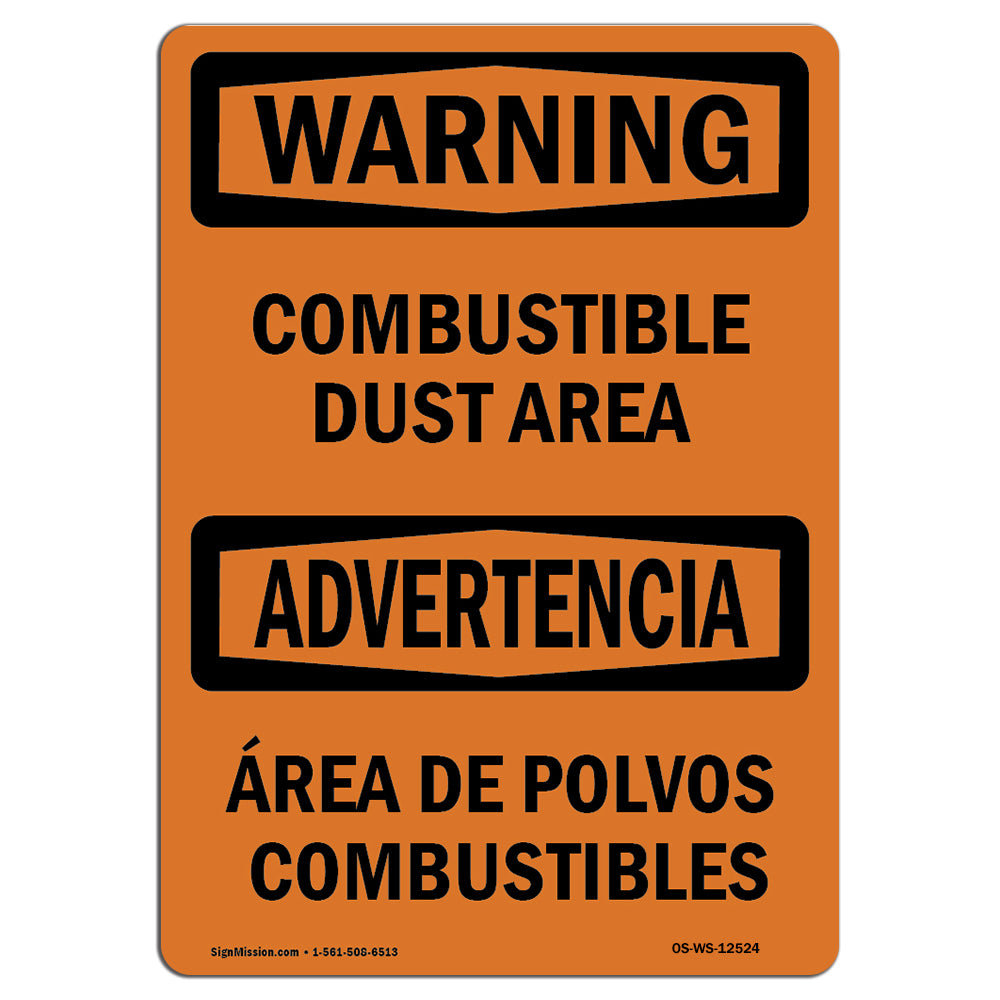SignMission Osha Warning Sign - Combustible Dust Area Bilingual | Wayfair