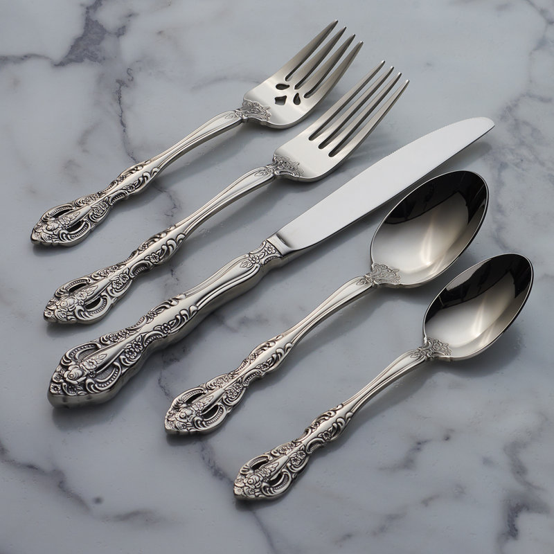 Oneida Michelangelo 5 Piece 18/10 Stainless Steel Flatware Set, Service ...