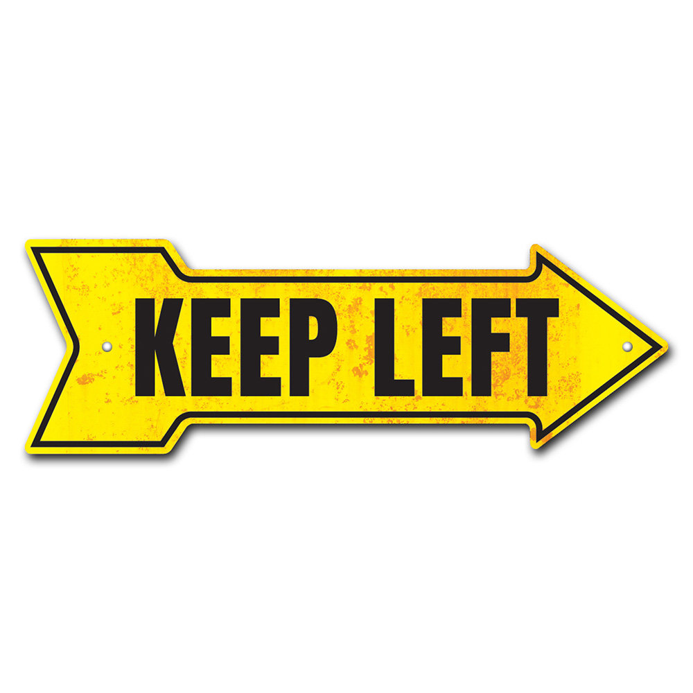 SignMission Keep Left Arrow Removable Decal Funny Home Décor 18" Wide ...
