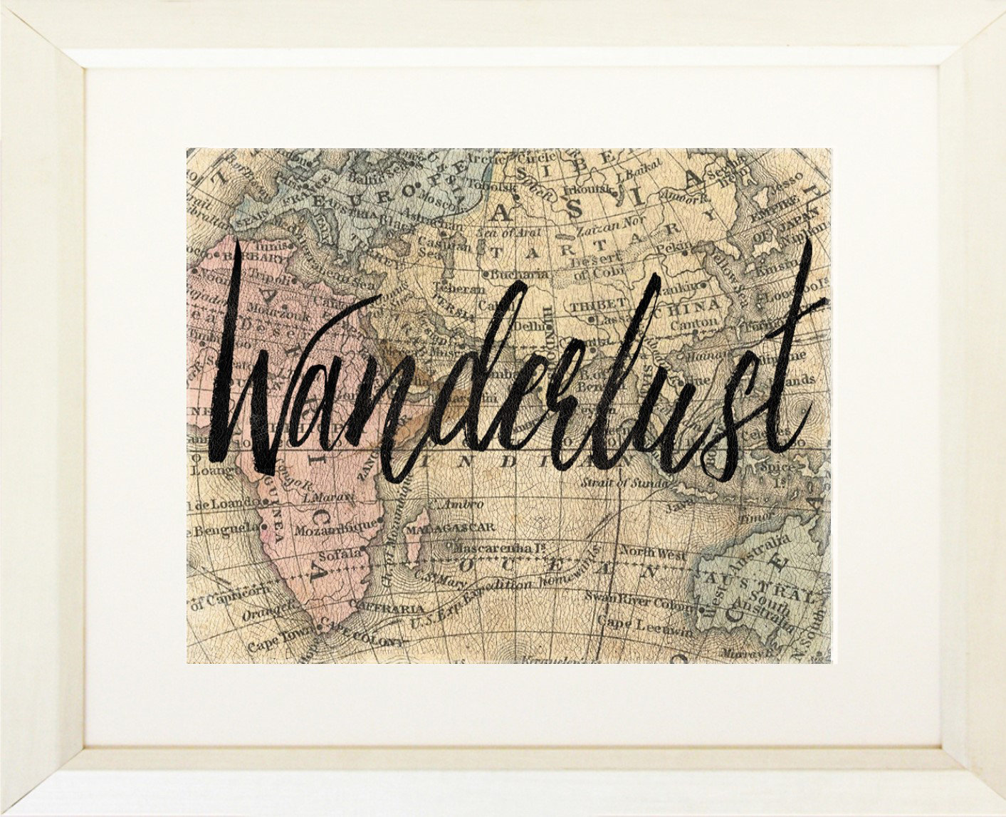 Buy Art For Less Wanderlust Map by Beth Albert - Picture Frame Graphic ...