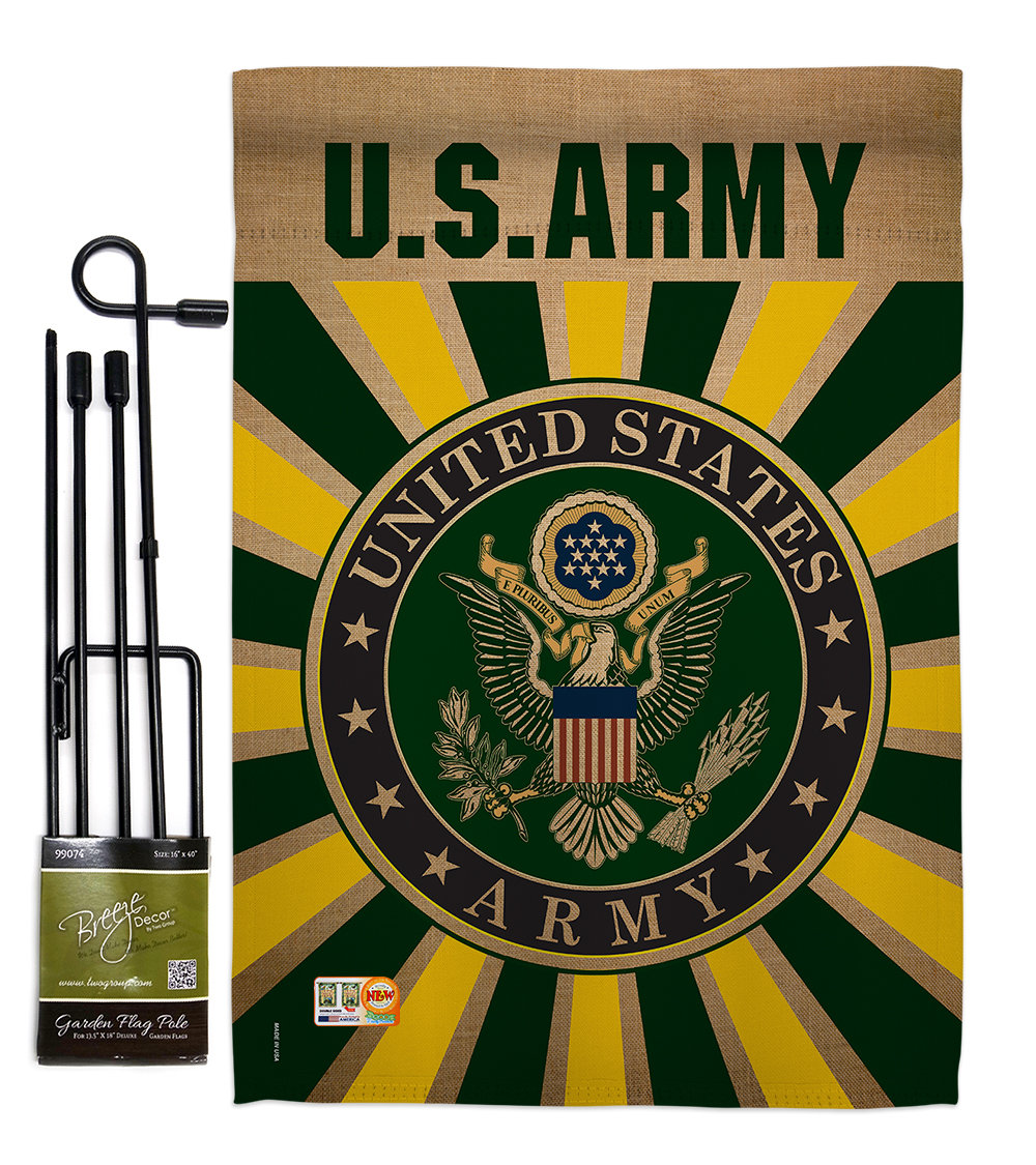 Breeze Decor Army Burlap Americana Military Impressions 2-Sided ...