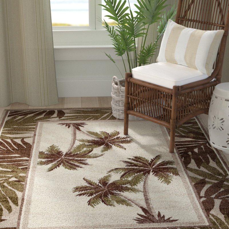Bayou Breeze Kolb Floral Green/Brown Area Rug & Reviews | Wayfair