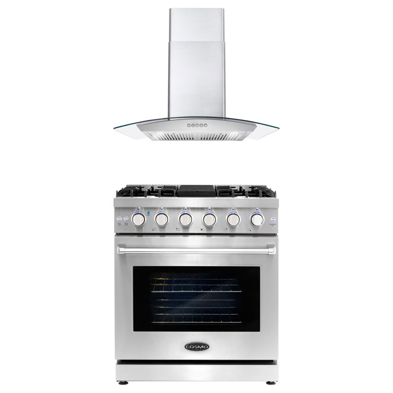 Cosmo 2 Piece Kitchen Package with 30" Freestanding Gas Range & 30 ...