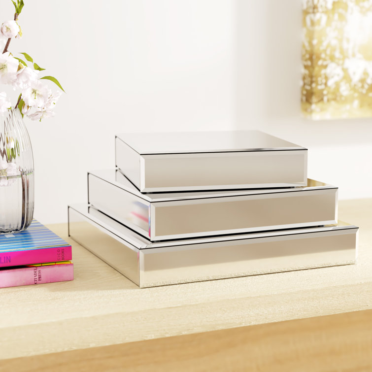 Rosdorf Park 3 Piece Square Mirrored Display Platform Sculpture Set ...