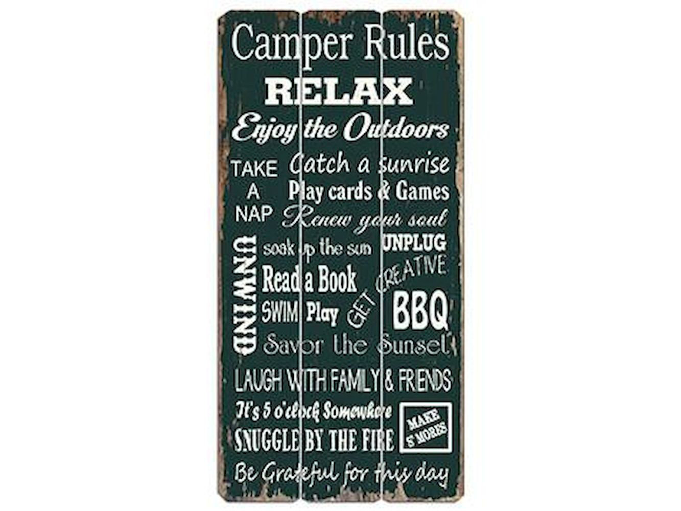 Millwood Pines Camper Rules Wooden Sign Wall Décor & Reviews | Wayfair