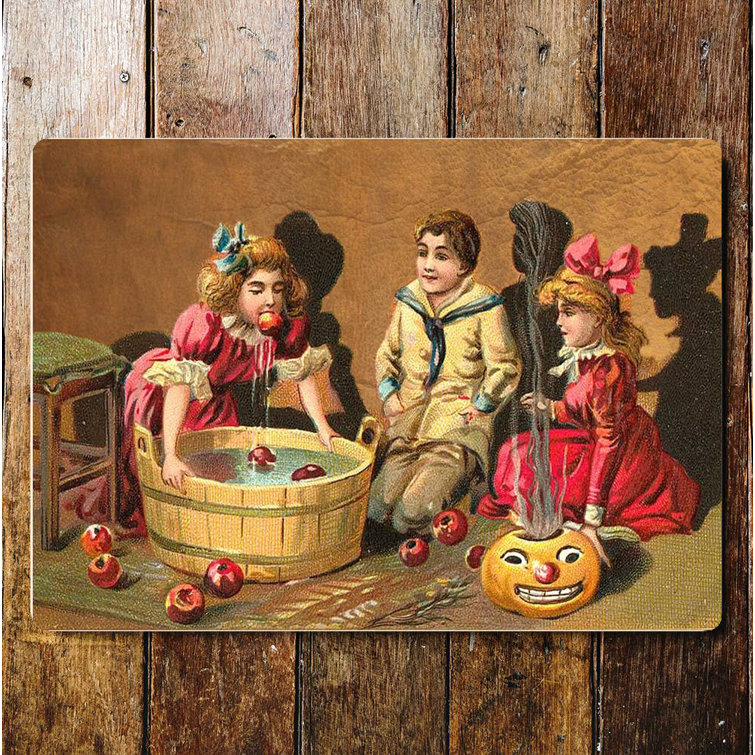 The Seasonal Aisle Halloween Apple Bobbing Metal Wall Sign Plaque ...