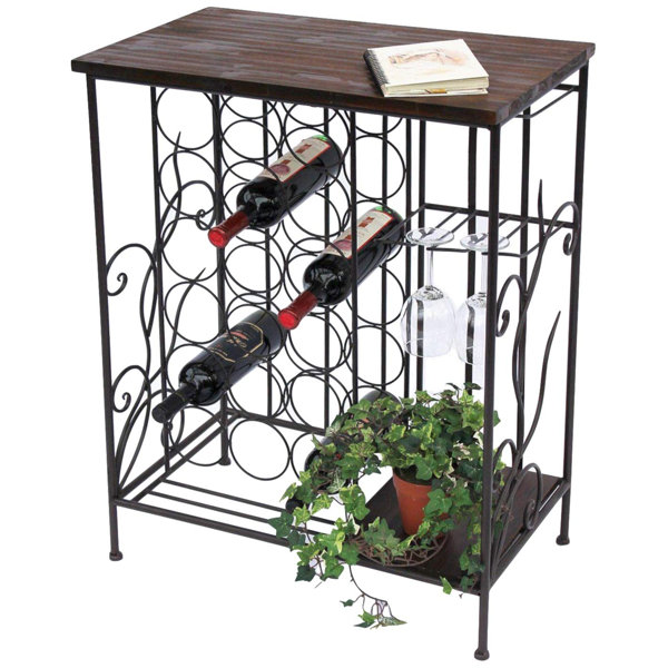 Rosalind Wheeler Yukon 18 Bottle Floor Wine Bottle & Glass Rack in ...