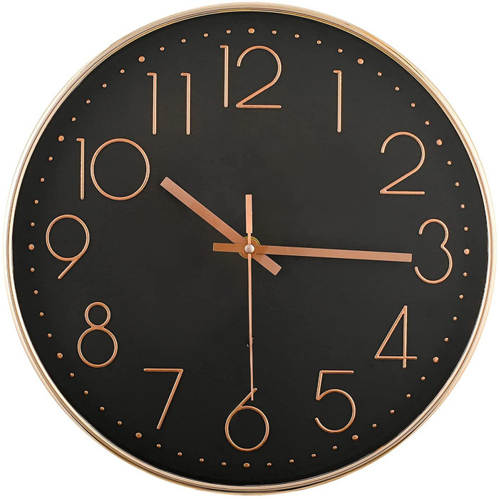 Everly Quinn Wall Clock 12 Inch Non-Ticking Silent Round Wall Clock ...
