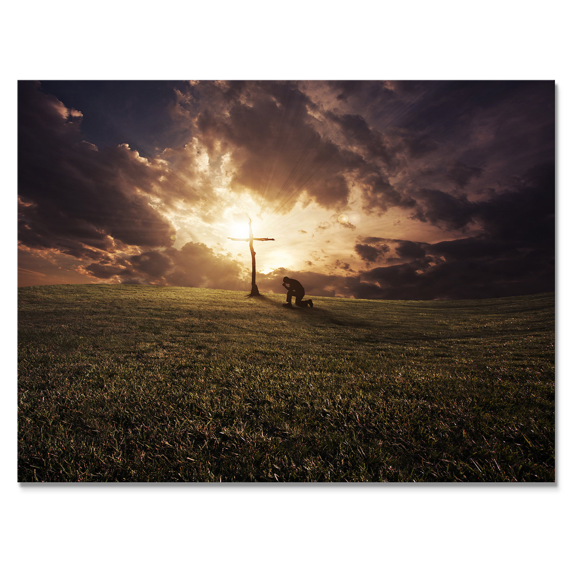 Ebern Designs Regilious Cross Sunset Landscape Regilious Cross Sunset ...