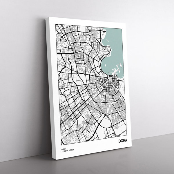 Williston Forge Map Doha Qatar - Wrapped Canvas Graphic Art | Wayfair.co.uk